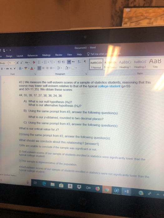 Solved Document3 Word Design Layout References Mailings | Chegg.com