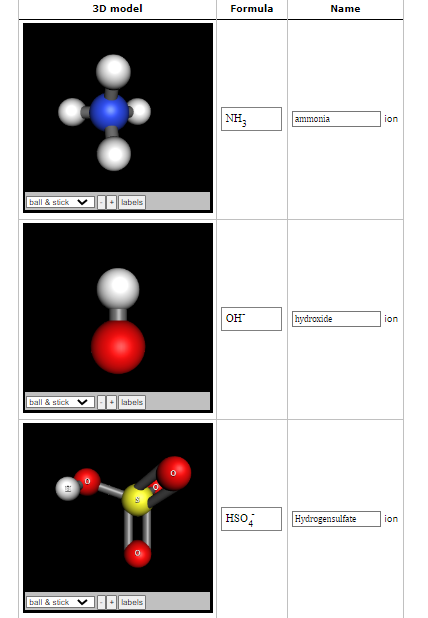 Solved 3D model Formula Name NH, ammonia ion ball & stick V | Chegg.com