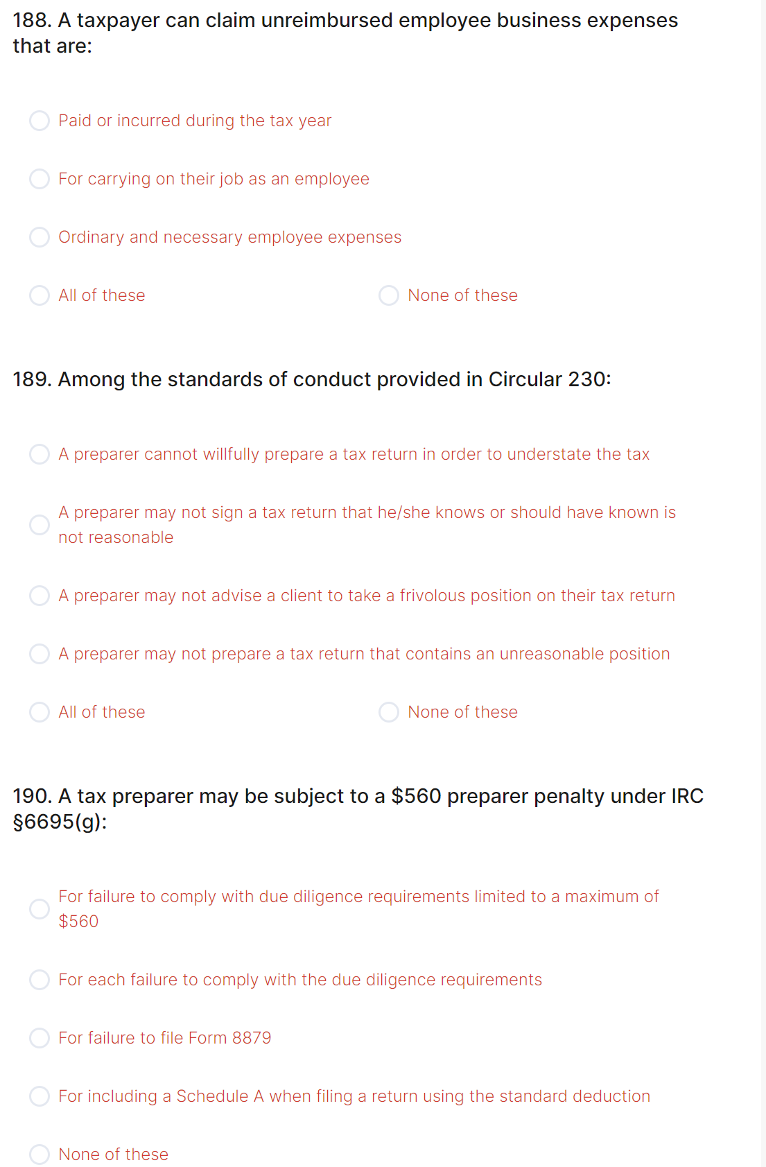 Solved 188. A taxpayer can claim unreimbursed employee | Chegg.com