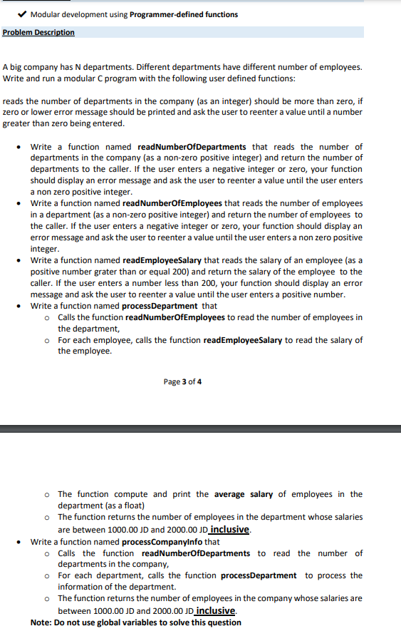 Solved Modular development using Programmer-defined | Chegg.com