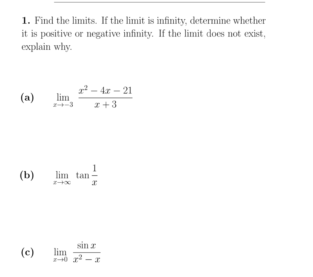 Solved 1 Find The Limits If The Limit Is Infinity
