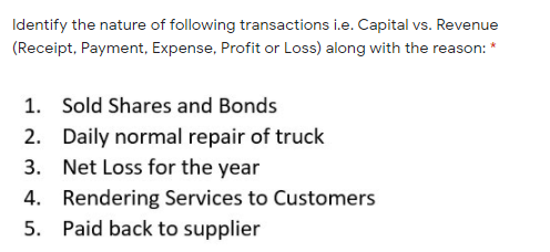 Solved Identify the nature of following transactions i.e. | Chegg.com