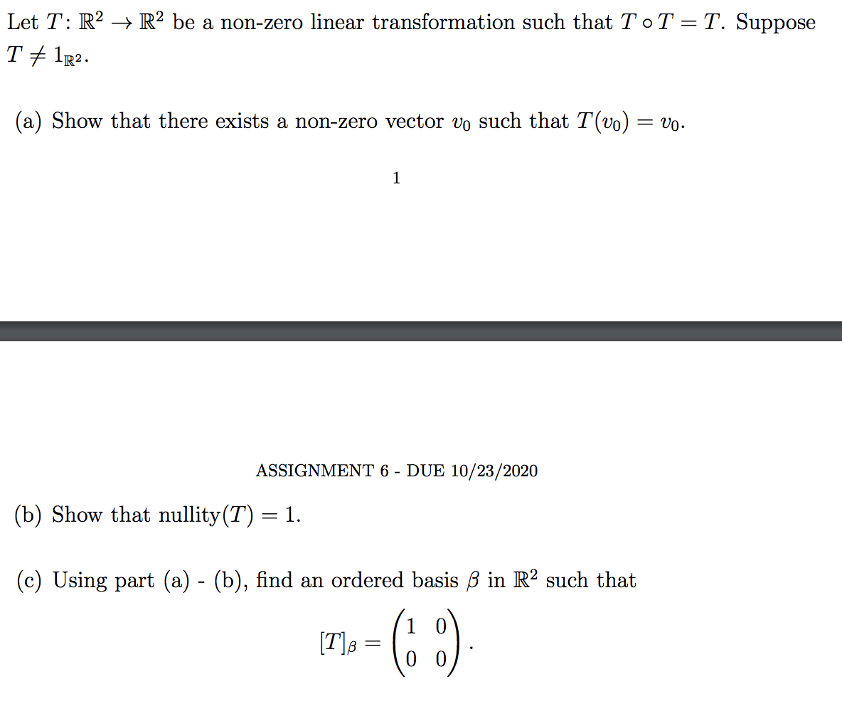 Solved Let T: R2 + R2 be a non-zero linear transformation | Chegg.com