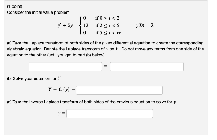 Solved (1 point) Consider the initial value problem | Chegg.com