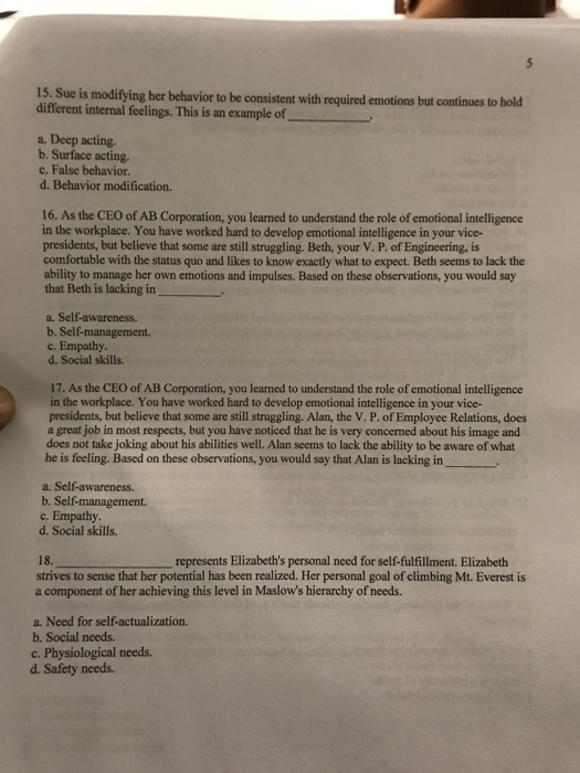 Solved 15. Sue is modifying her behavior to be consistent | Chegg.com