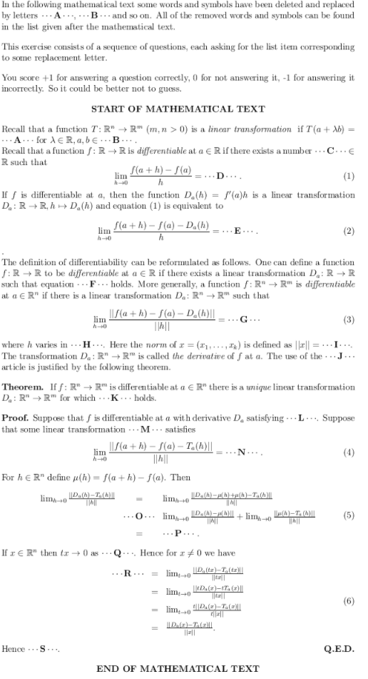 Solved In the following mathematical text some words and | Chegg.com