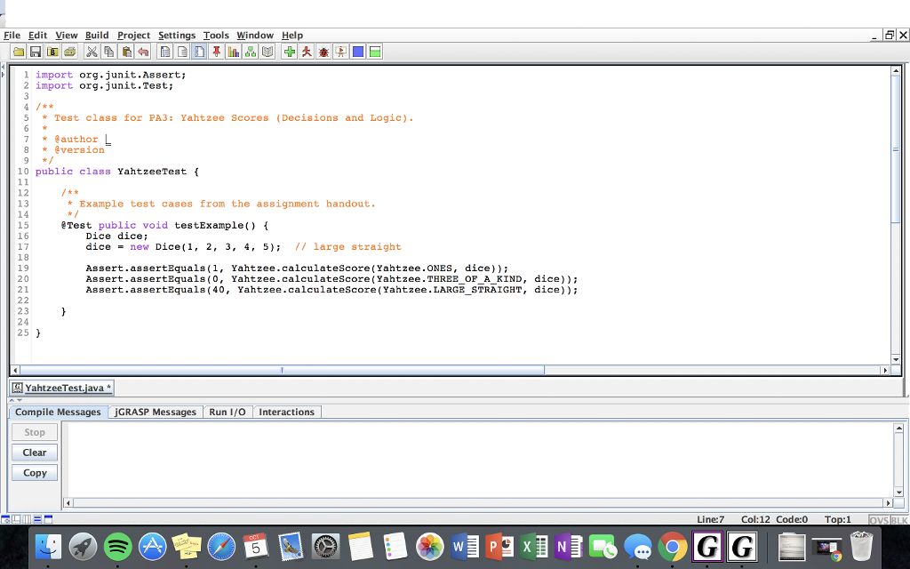 Write JUnit tests for Yahtzee.java. Think carefully | Chegg.com