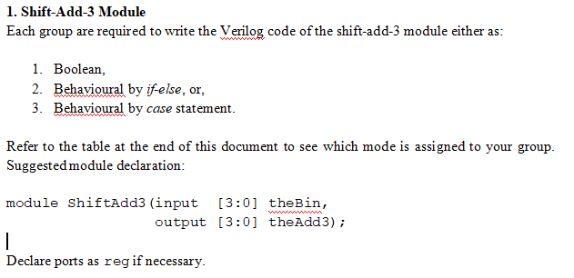 Solved 1 Shift Add 3 Module Each Group Are Required To 