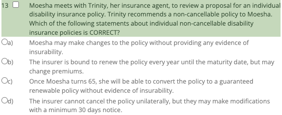 Solved 13 Oa) Ob) Moesha meets with Trinity, her insurance | Chegg.com