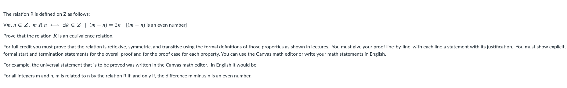 Solved The relation R is defined on Z as follows: Vm,ne Z, | Chegg.com