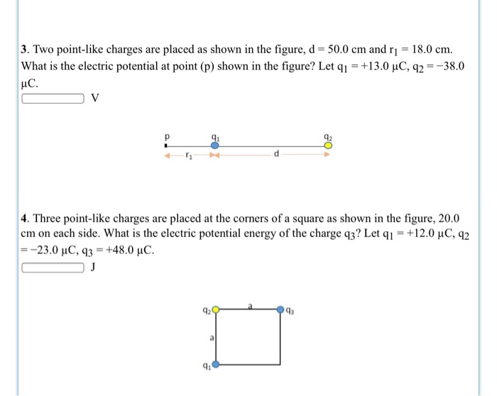 Solved 3. Two point-like charges are placed as shown in the | Chegg.com