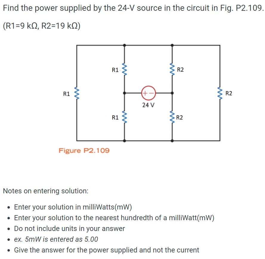 Solved Find the power supplied by the 24-V source in the | Chegg.com