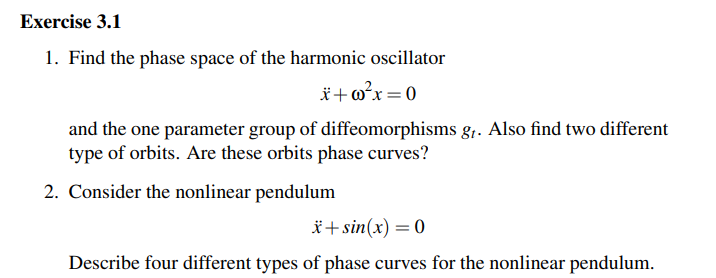 Solved Exercise 3.1Find the phase space of the harmonic | Chegg.com