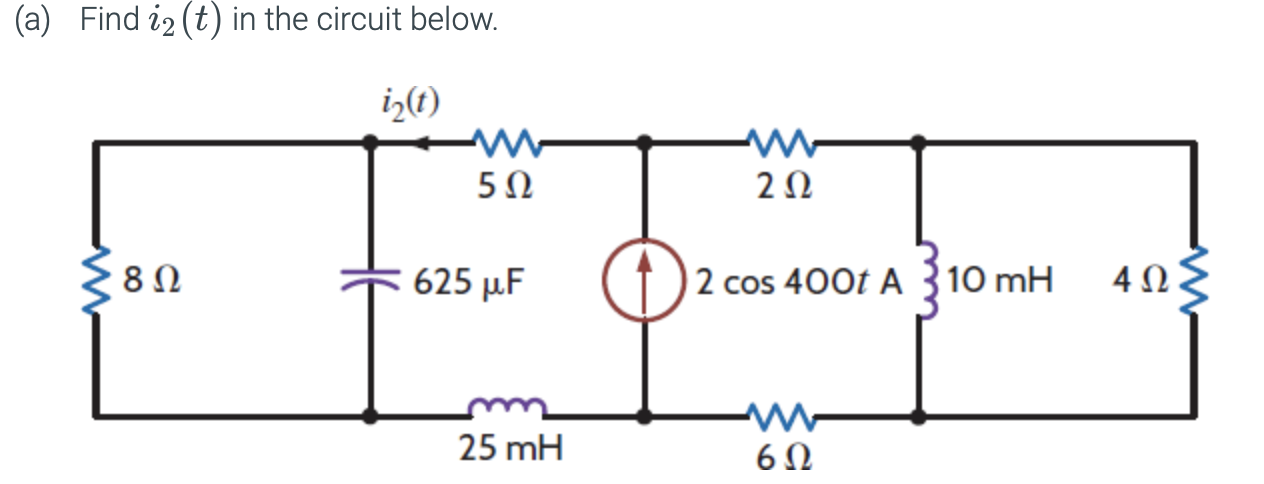 Solved (a) Find i2(t) in the circuit below. | Chegg.com