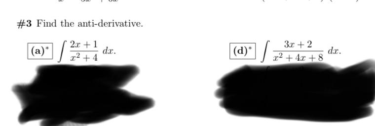 Solved 3 Find The Anti Derivative A ∗∫x2 42x 1dx