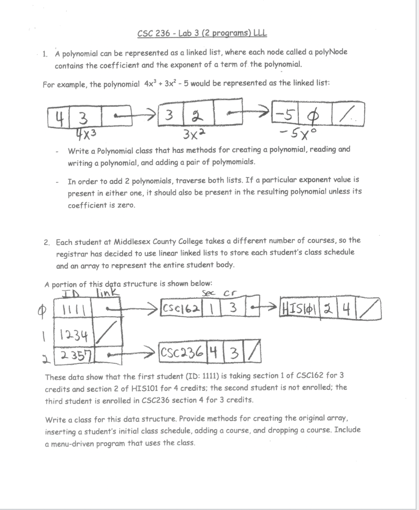 1. A polynomial can be represented as a linked list, | Chegg.com