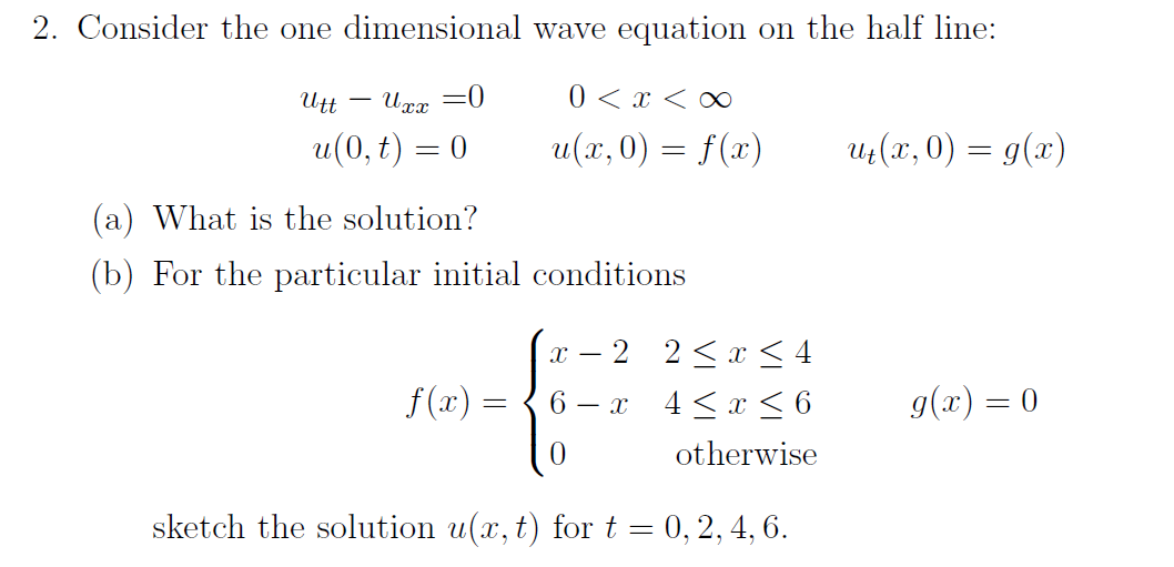 Solved 7. Again consider the wave equation on the half line | Chegg.com