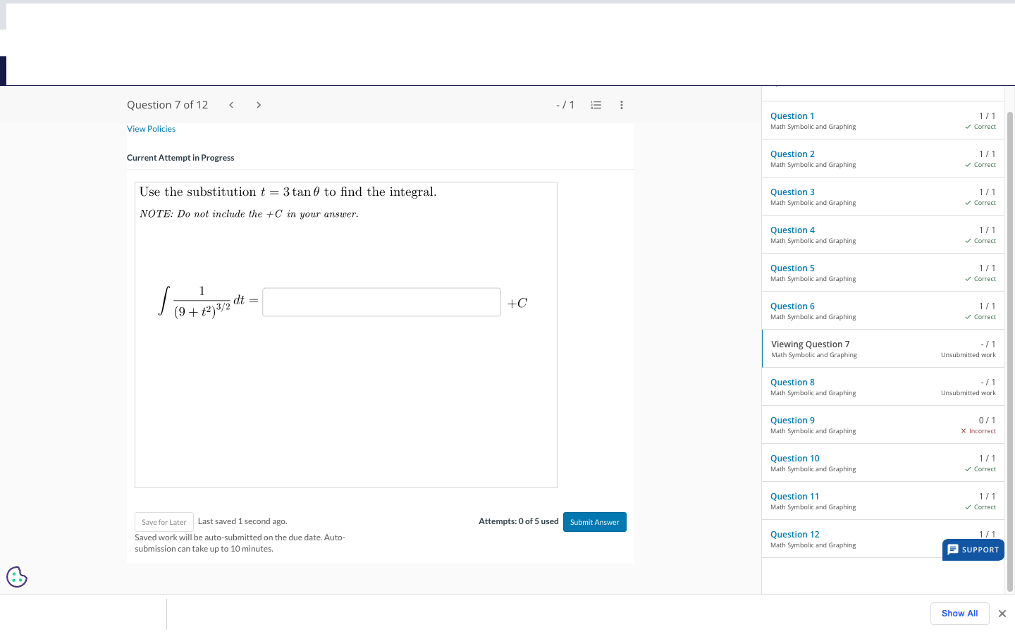 Solved Current Attempt in ProgressUse the substitution | Chegg.com