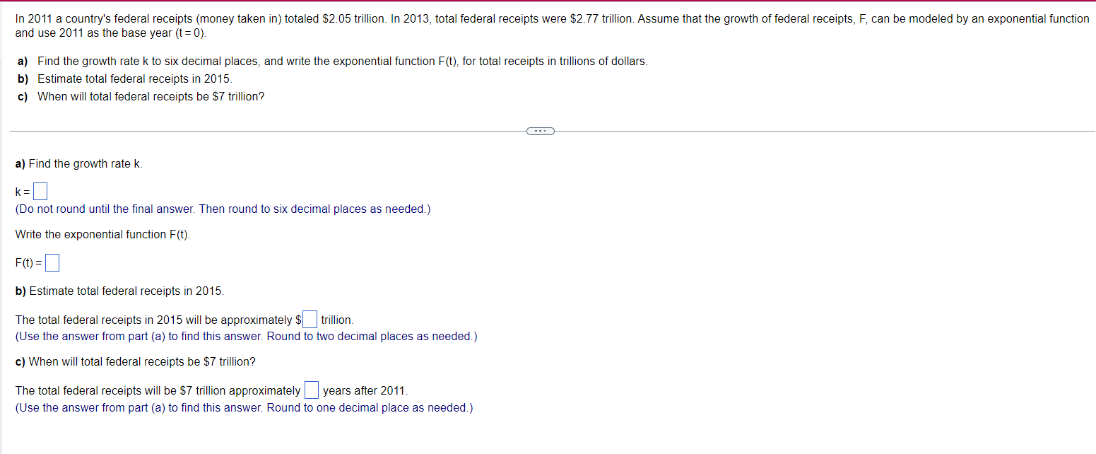 Solved and use 2011 as the base year (t=0). a) Find the | Chegg.com