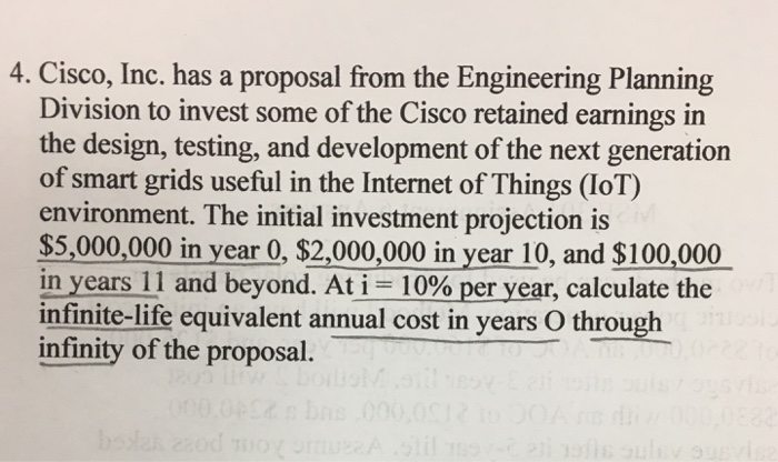 Solved 4. Cisco, Inc. has a proposal from the Engineering | Chegg.com