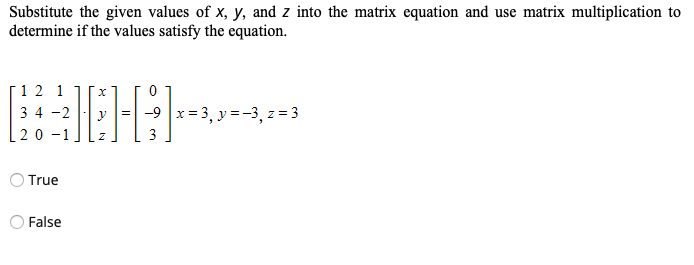 Solved Substitute the given values of x, y, and z into the | Chegg.com