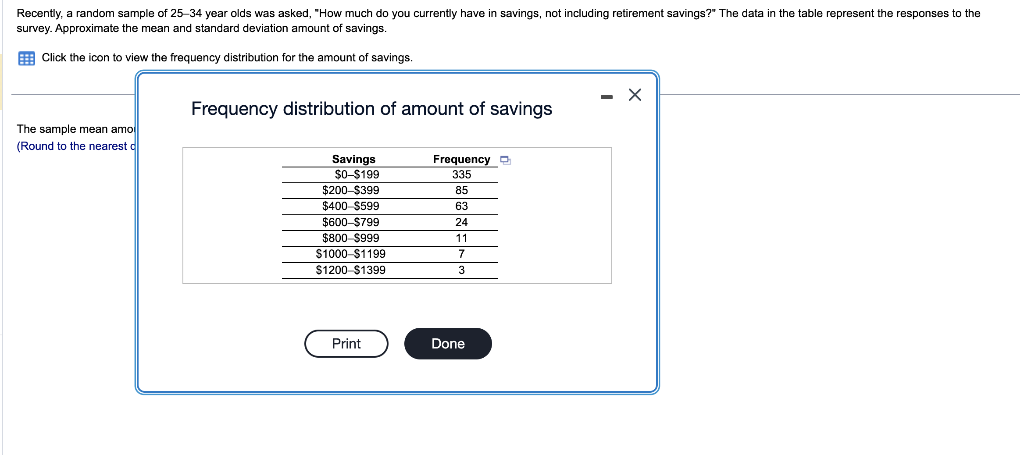 Solved survey. Approximate the mean and standard deviation | Chegg.com