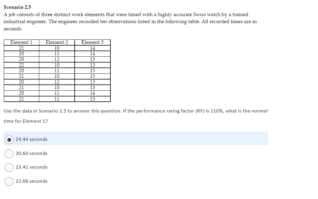 Solved Scenario 2.5 A job consists of three distinct work | Chegg.com