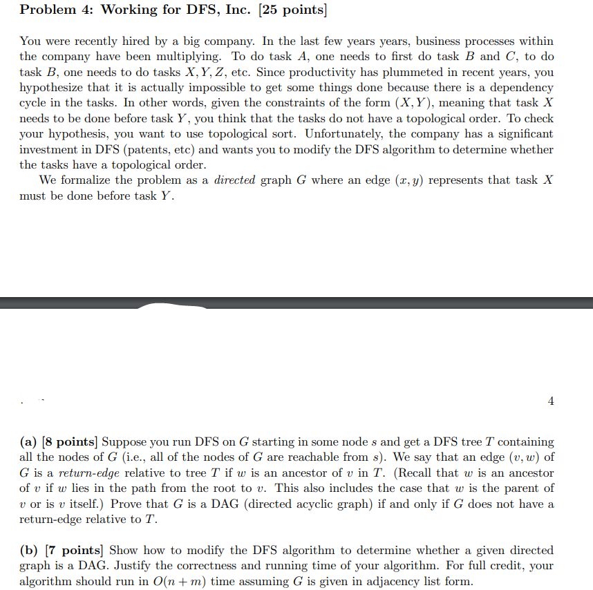 Solved Problem 4: Working for DFS, Inc. (25 points) You were | Chegg.com