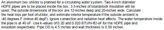 Solved An aluminum box utilidor is planned for a circulating | Chegg.com