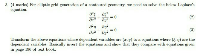 Solved 3. (4 marks) For elliptic grid generation of a | Chegg.com
