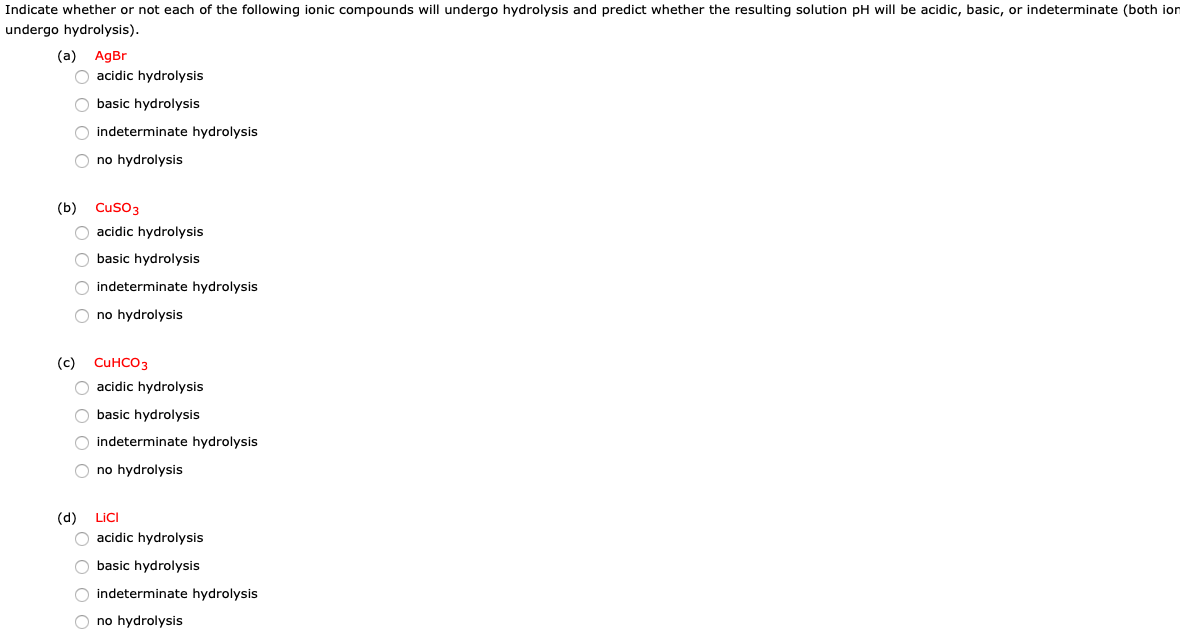 Solved Indicate whether or not each of the following ionic | Chegg.com