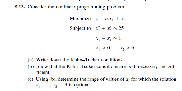 Solved 5.13. Consider the nonlinear programming problem | Chegg.com