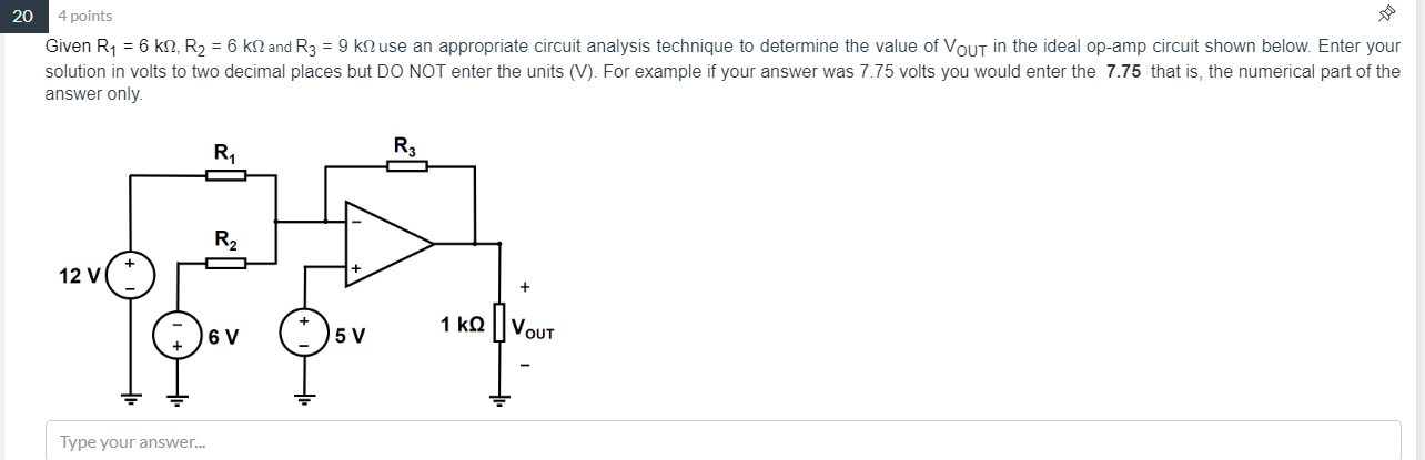 Solved 20 4 points Given R1 = 6 k2, R2 = 6 k2 and R3 = 9 kn | Chegg.com