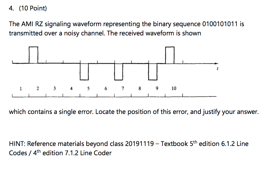 Solved 4 10 Point The Ami Rz Signaling Waveform 