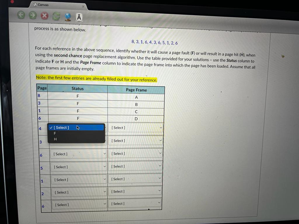 Solved Assume a main memory with four page frames (frame A | Chegg.com