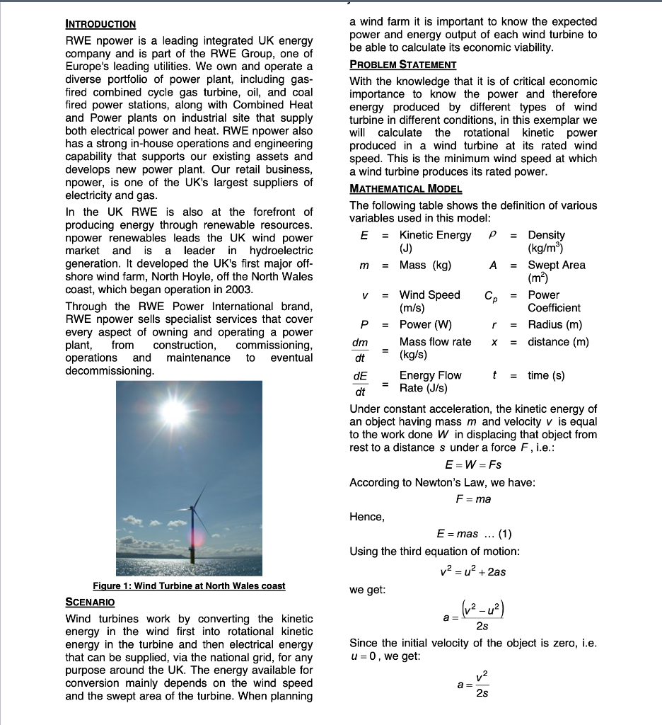 INTRODUCTION RWE npower is a leading integrated UK | Chegg.com