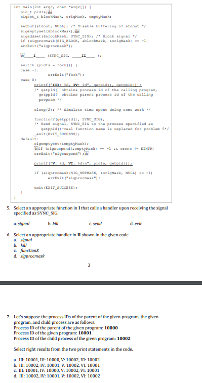 Solved int main(int arge, char margv[ll! pid_t pidis | Chegg.com