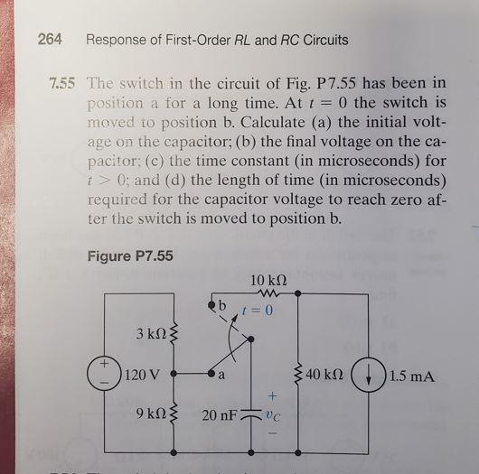 Solved Response of First-Order RL and RC Circuits 7.55 The | Chegg.com