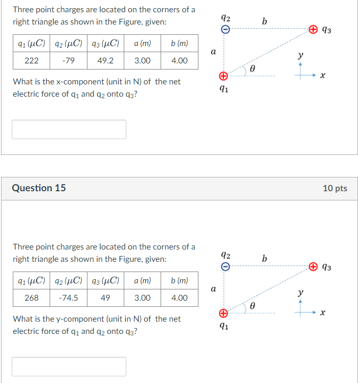 Solved Three point charges are located on the corners of | Chegg.com