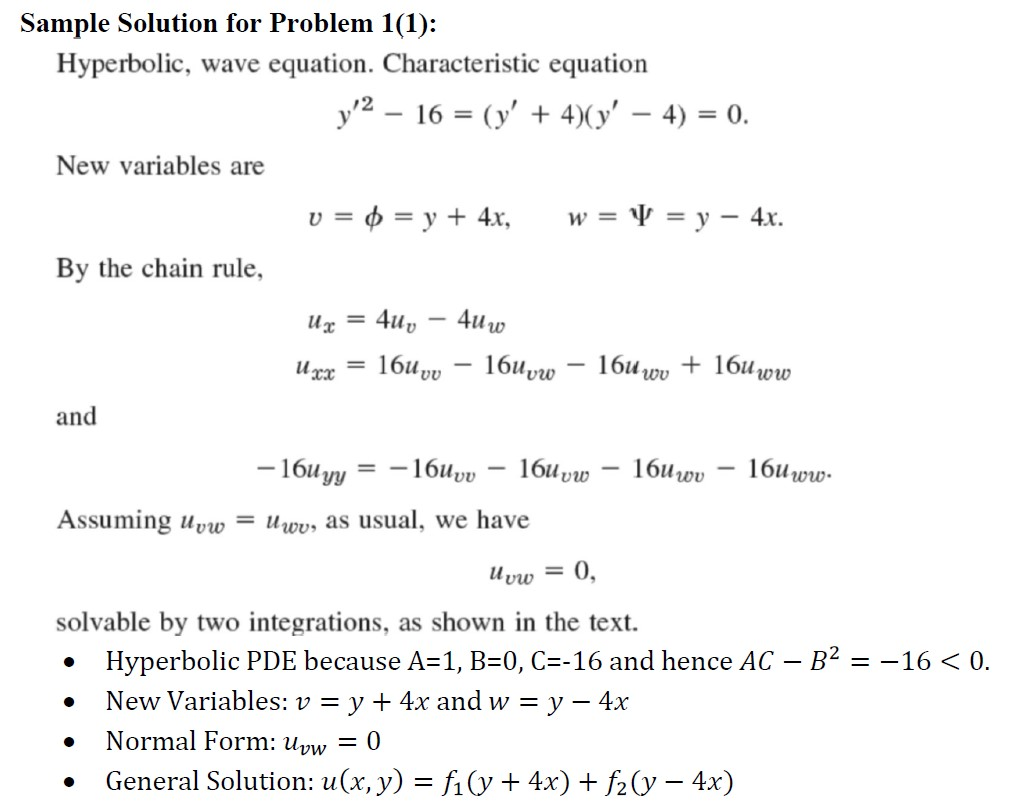 Solved Problem 1. Find the type, transform to normal form, | Chegg.com