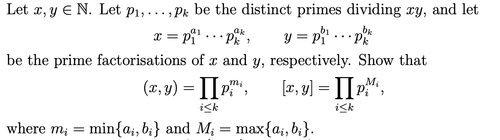 Solved Let x,y∈N. Let p1,…,pk be the distinct primes | Chegg.com