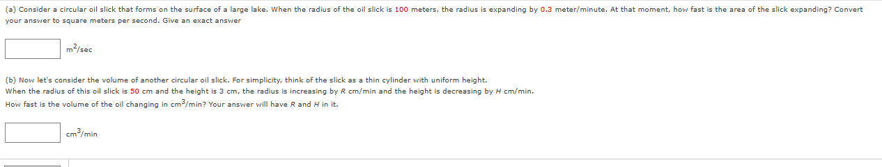 Solved your answer to ﻿square meters per second. Give an | Chegg.com