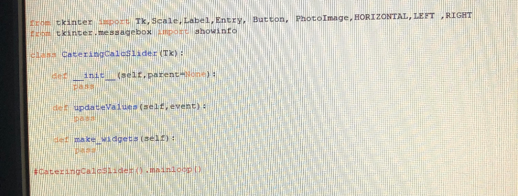 solve in python create a class names | Chegg.com