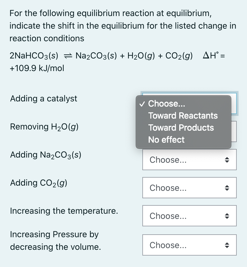 Solved For the following equilibrium reaction at | Chegg.com