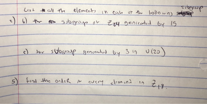 Solved List all the elements in each of the following | Chegg.com