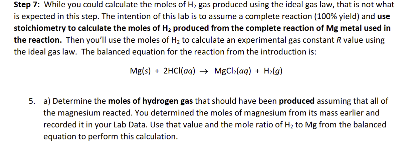 Solved Step 7: While you could calculate the moles | Chegg.com