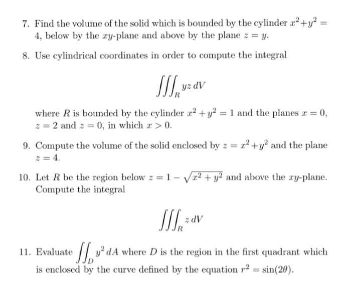 Solved eintegral 11h-tqty:)dV where Risth 1. Compute the | Chegg.com