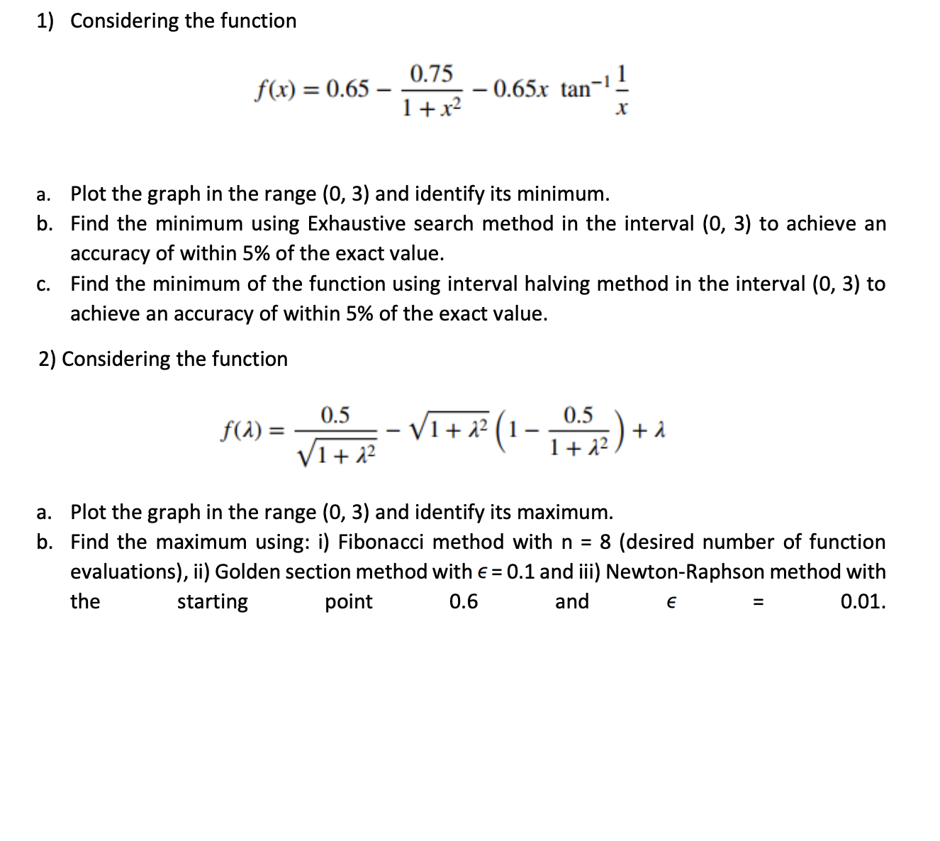 Solved 1) Considering the function | Chegg.com