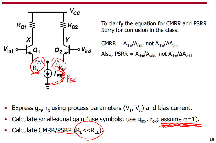 Rc2 To clarify the equation for CMRR and PSRR. Sorry | Chegg.com