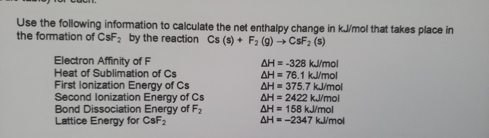 Solved calculate net enthalpy change in kj/molecule that | Chegg.com